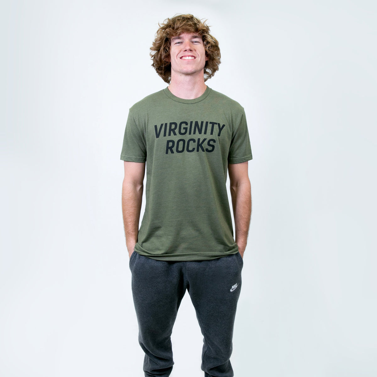 Virginity Rocks Army Green Tee